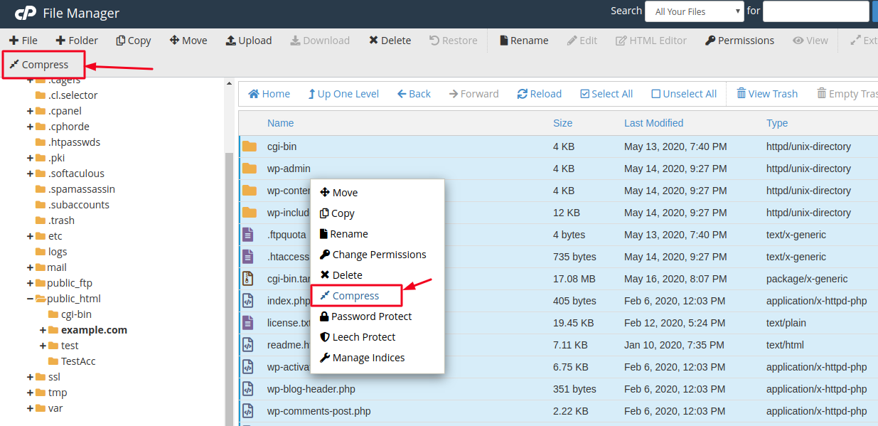 How do I compress files in cPanel? – QualiSpace Knowledge Base