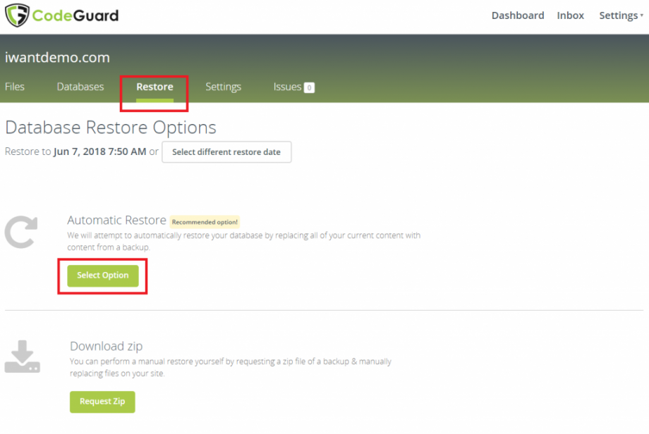 How to restore database from CodeGuard? – QualiSpace Knowledge Base