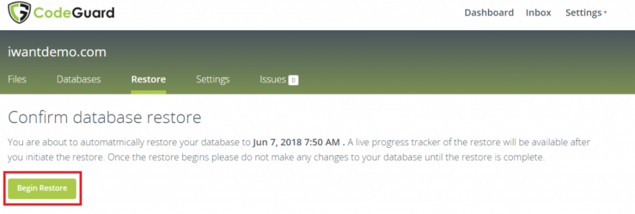 How To Restore Database From Codeguard Qualispace Knowledge Base 3533