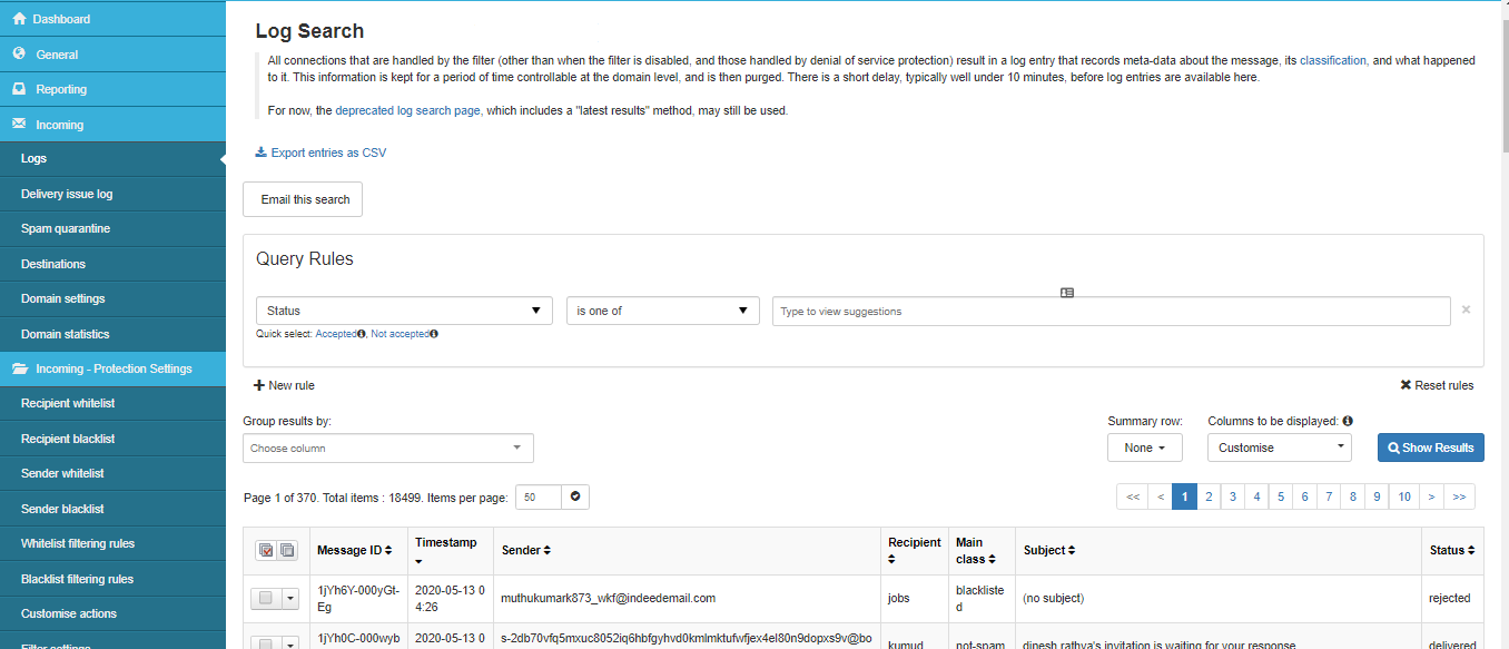 How to search logs for email status? – QualiSpace Knowledge Base