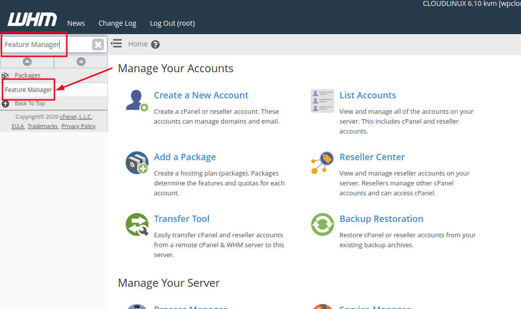 How to use feature manager in WHM? – QualiSpace Knowledge Base