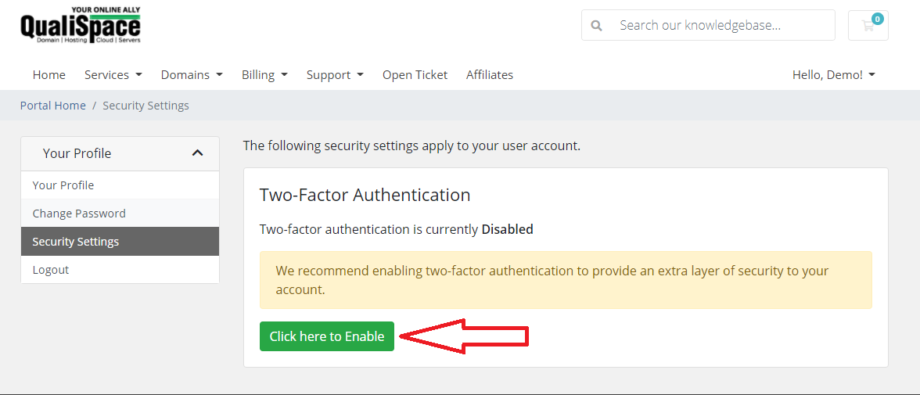 How to enable 2 Factor Authentication – QualiSpace Knowledge Base