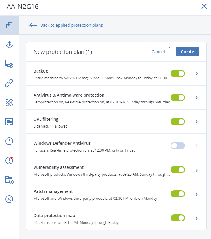 Creating a protection plan in Acronis – QualiSpace Knowledge Base